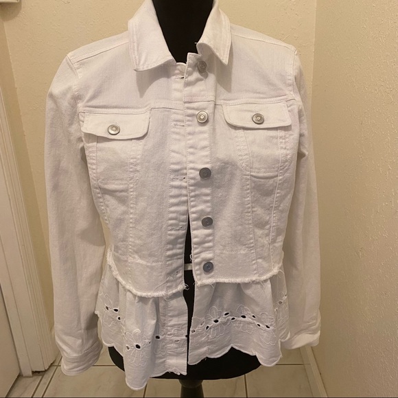 Baccini | Jackets & Coats | Baccini Denim White Jacket Medium With ...